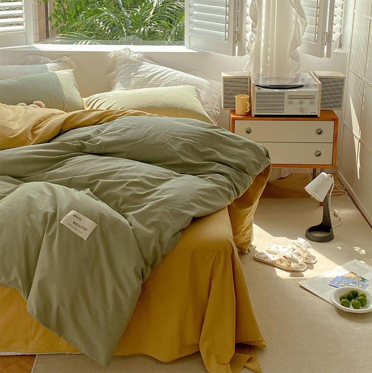 Two Toned Morandi Color Bedsheet Set – Starhauz.com